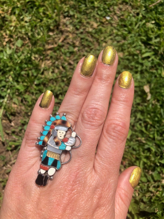zuni knifewing dancer intarsia - Gem