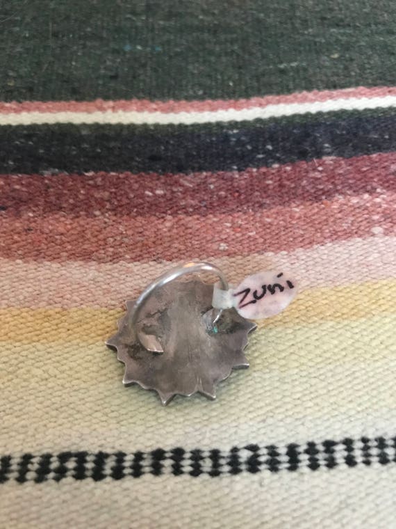 Vintage Zuni Inlay Sun Face Ring - Gem