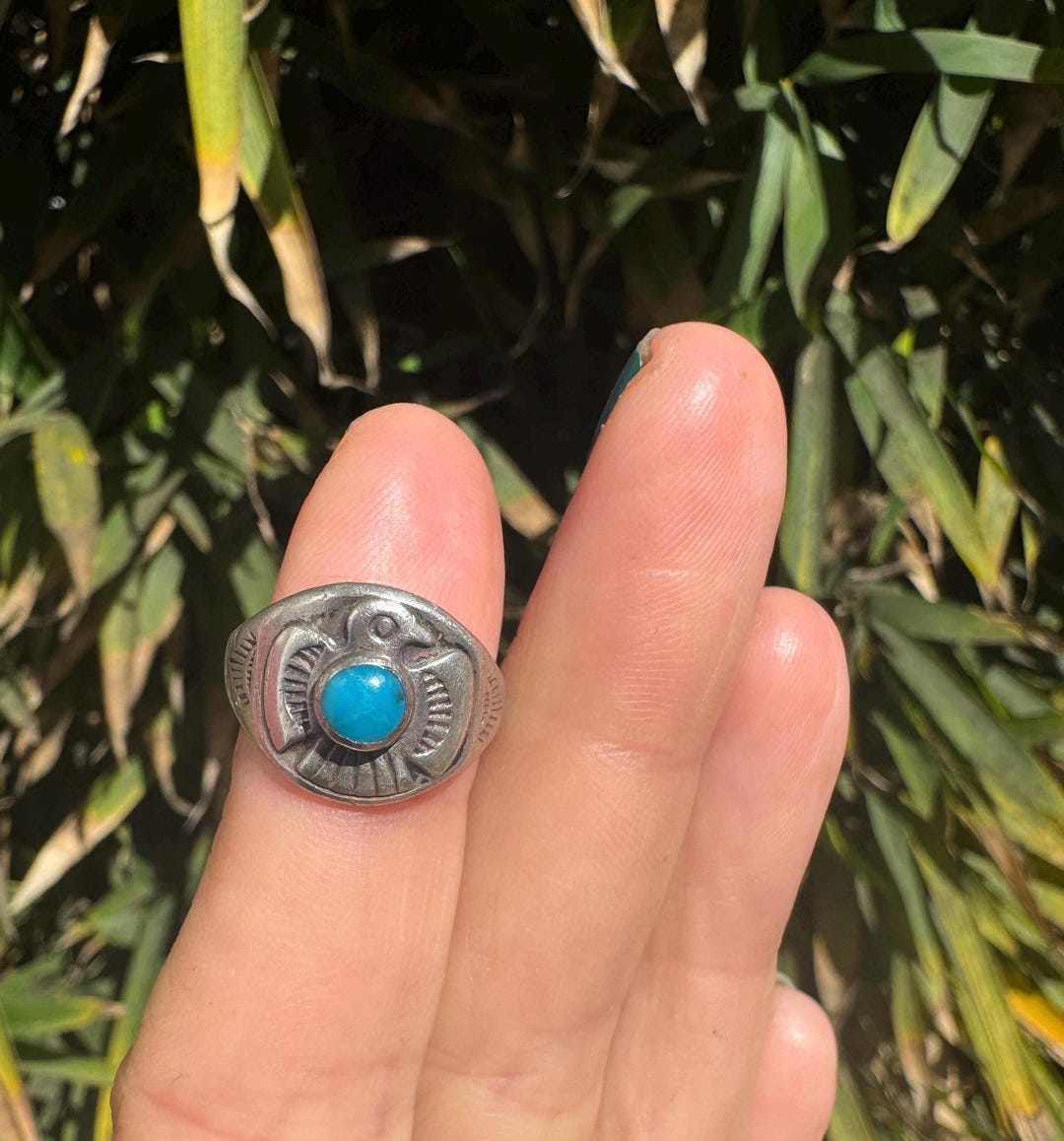 Vintage Thunderbird Turquoise Stone Ring - Etsy