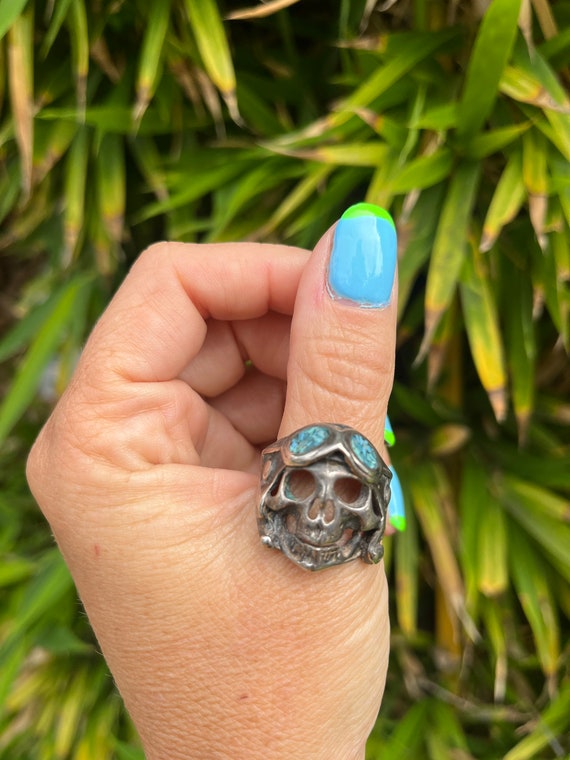 skull and goggles ring - Gem