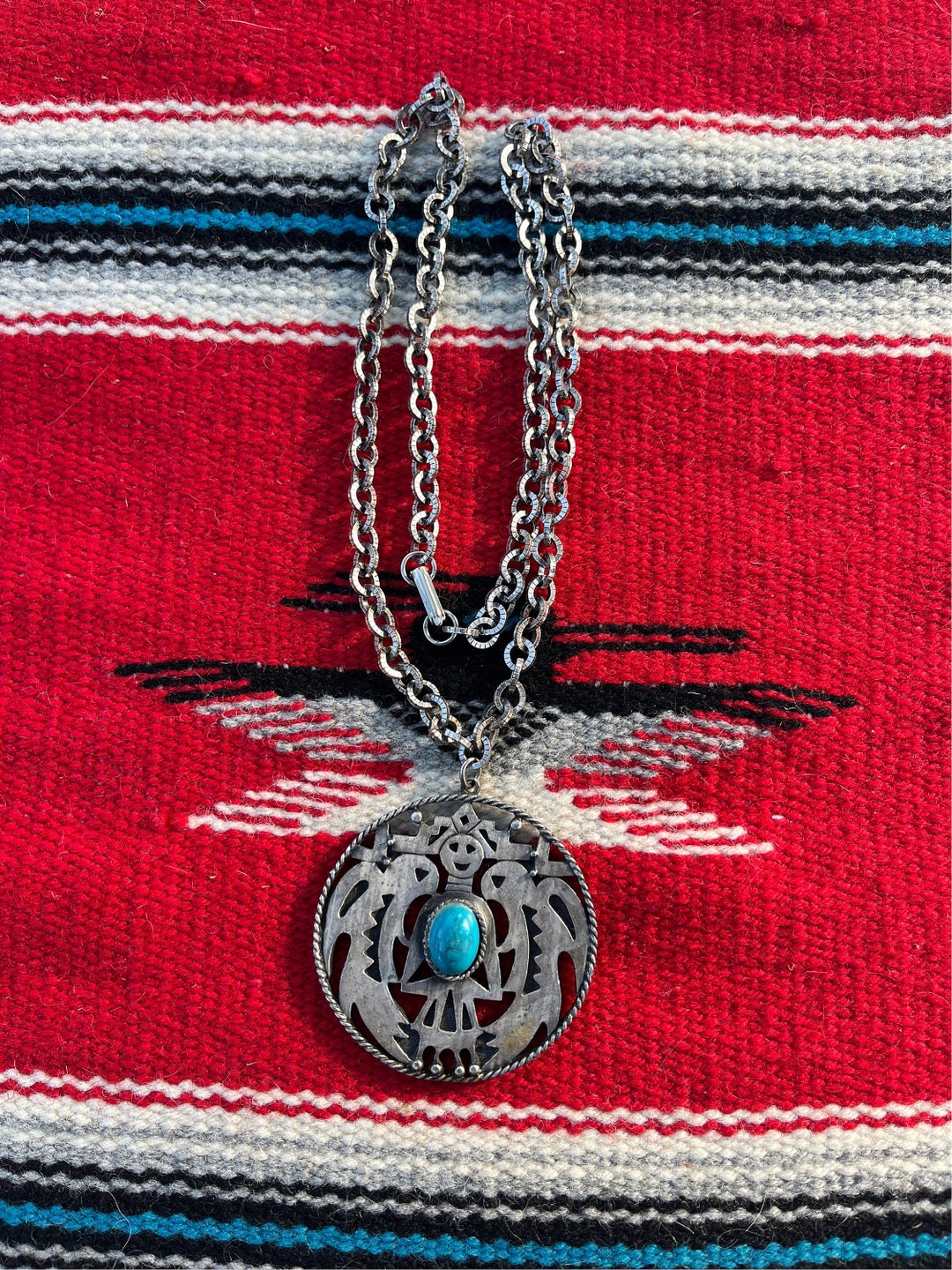 Vintage Tribal Aztec Bird Totem Pendant Necklace - Etsy