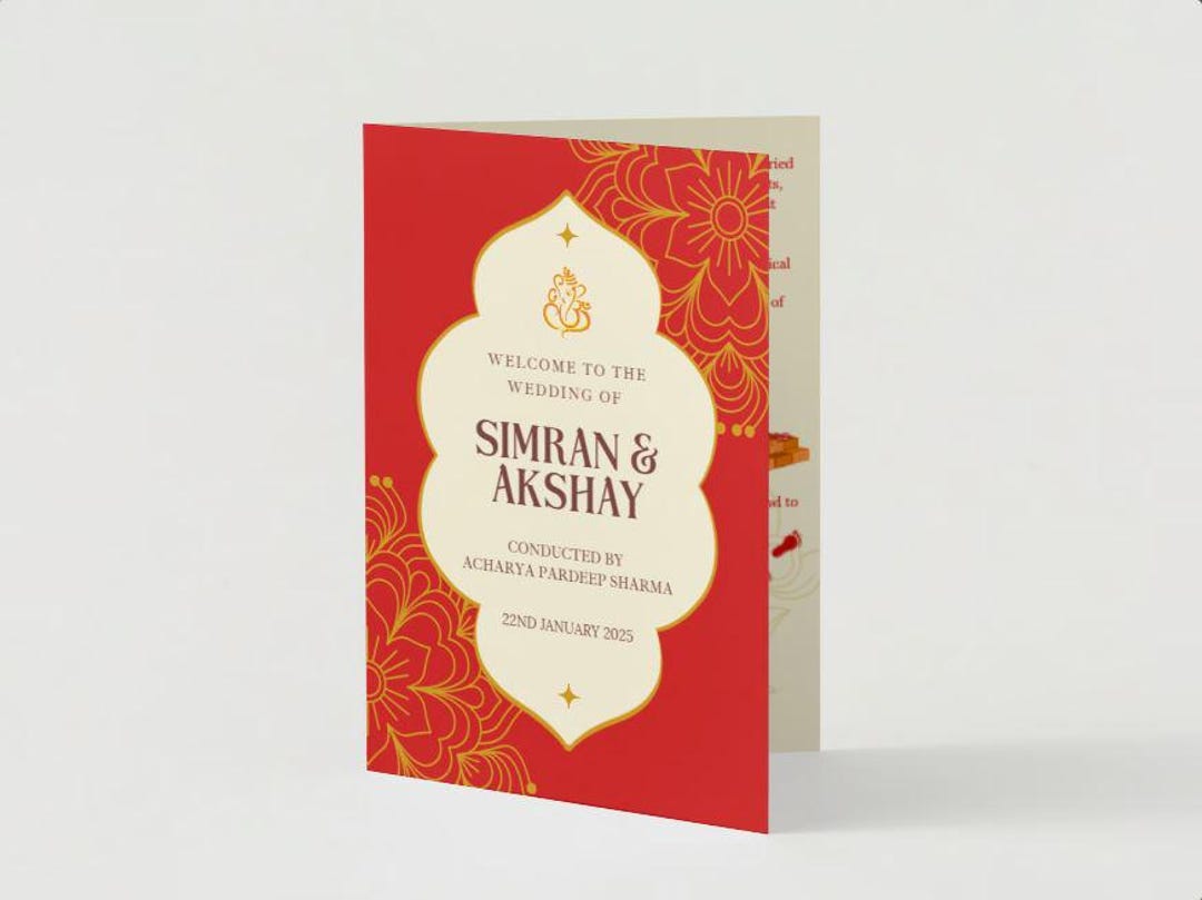 Editable Indian Wedding Pamphlet | Printable | Instant Download | Canva ...