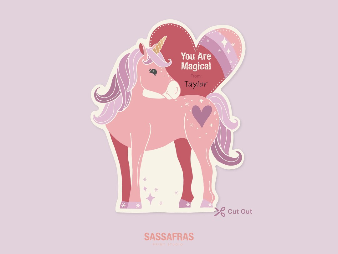 Kids Unicorn Valentine Card: Magical DIY Printable (PDF) - Etsy