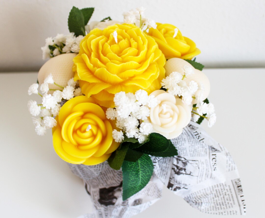 Yellow Flower Bouquet Candle, Mother's Day Gift, Woman’s Day, Home ...