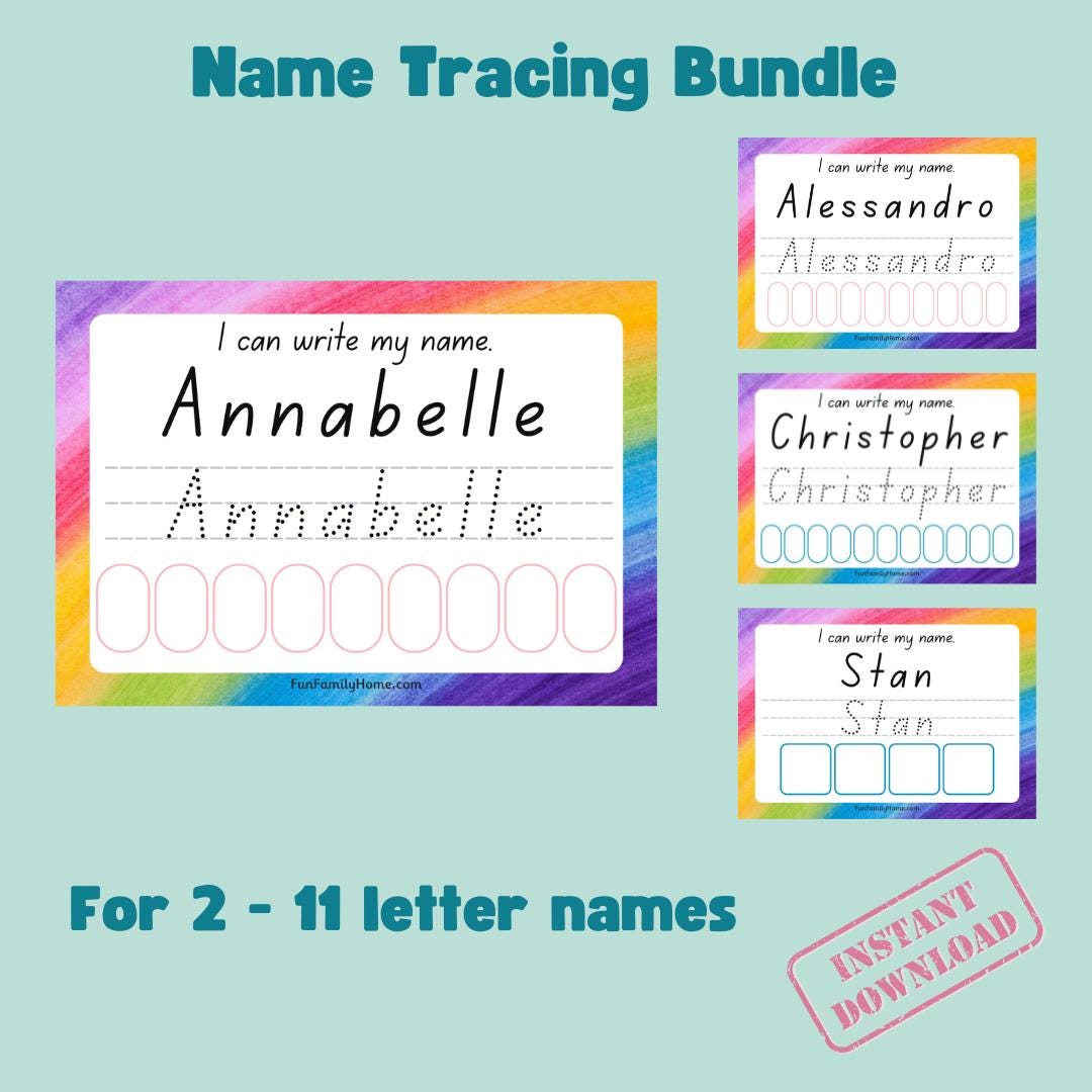 Rainbow Name Tracing Formation Worksheet Customizable Learn to Write ...