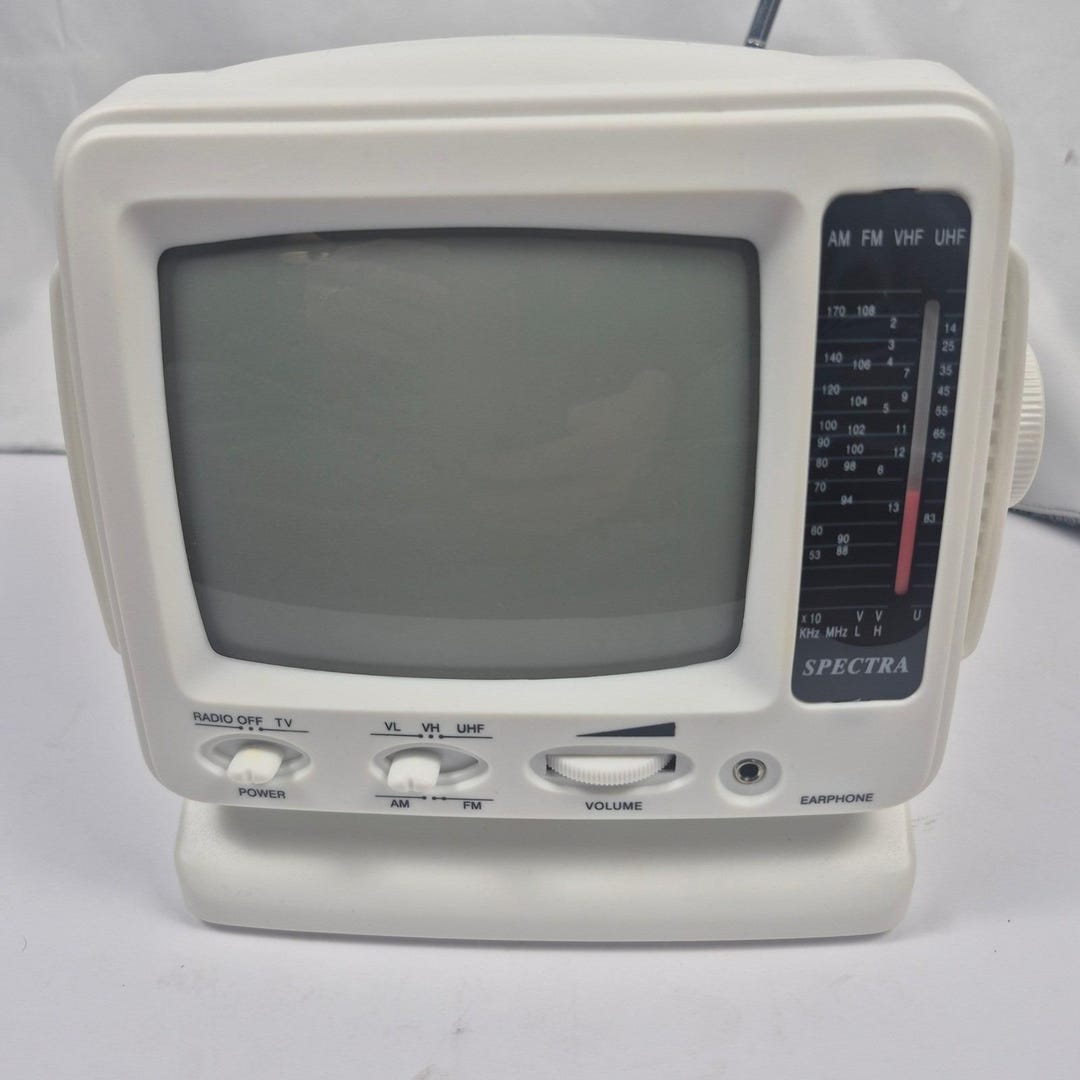 Vintage Portable 5 Inch Mini TV Retro Black White Television Spectra ...