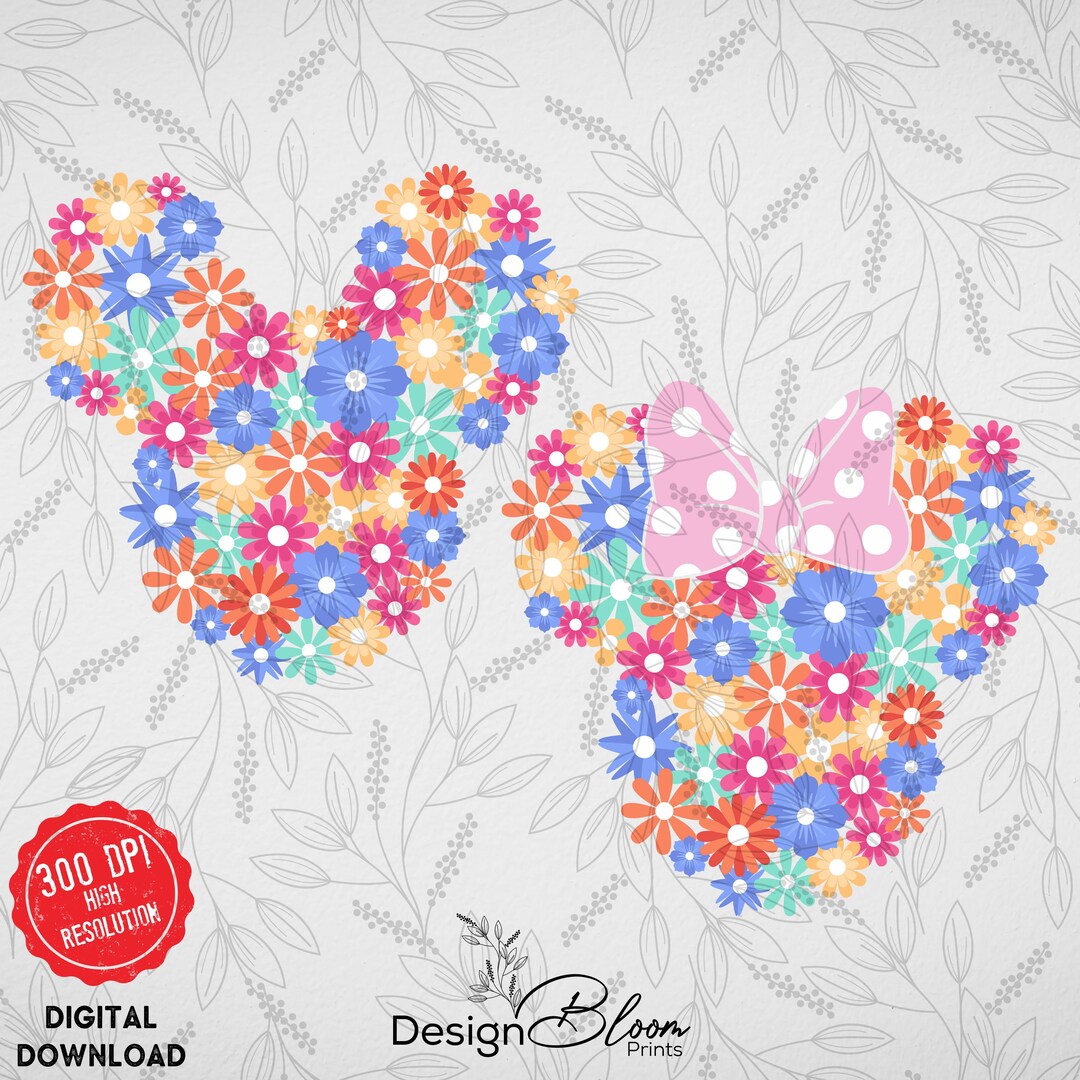 Mickey and Minnie Floral Head PNG: Garden Flower Design (digital ...