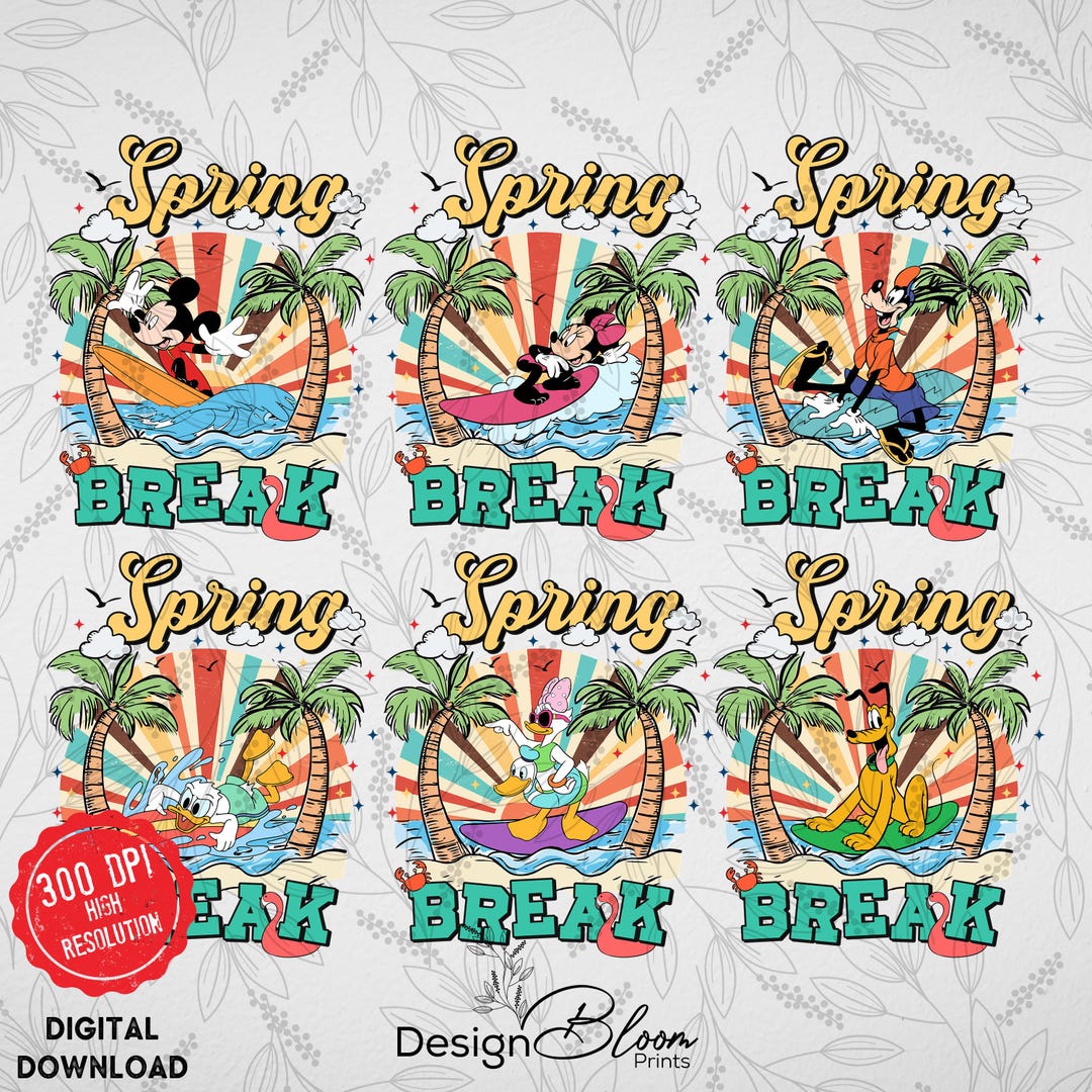 Mickey Friends Spring Break PNG Bundle (digital Download) - Etsy