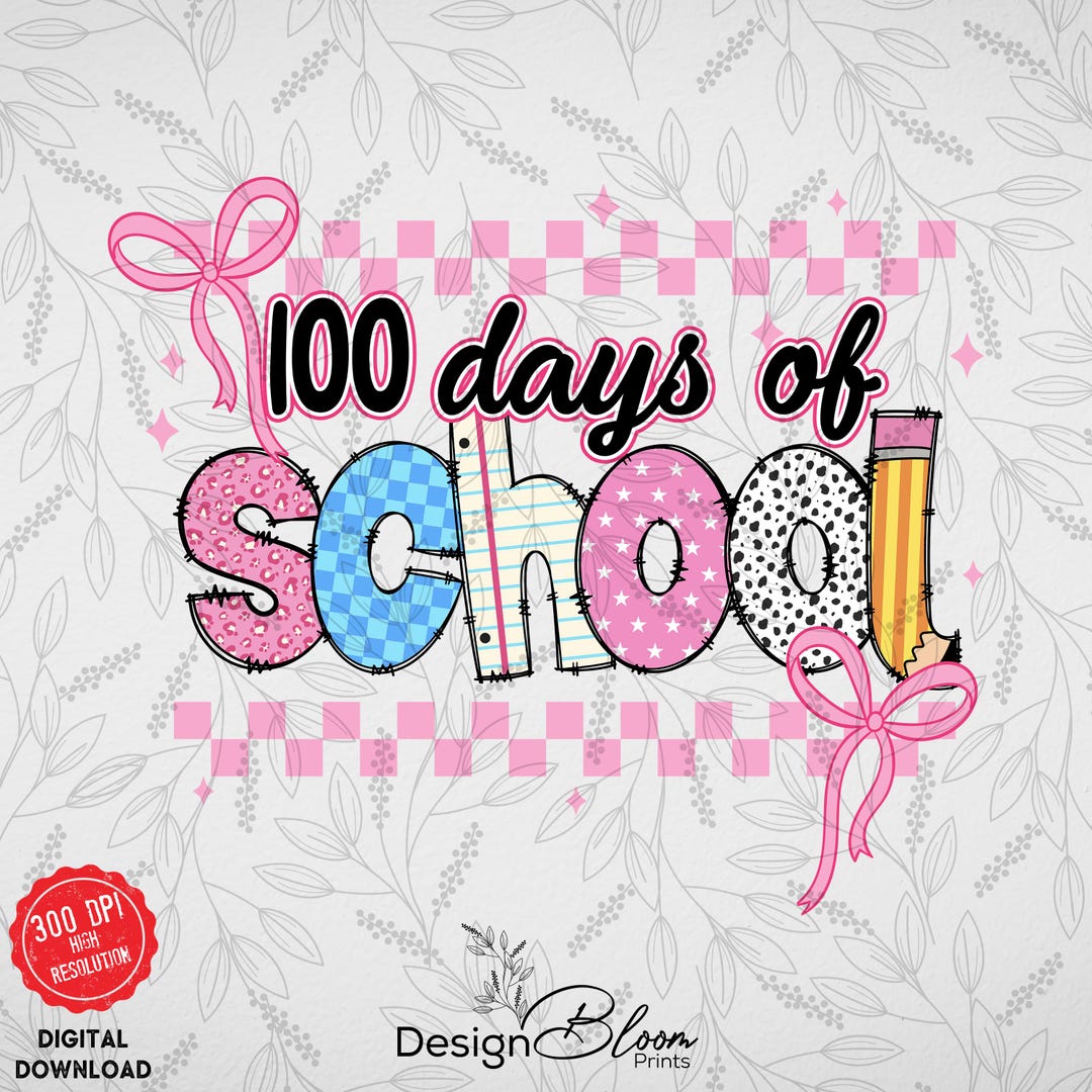 Retro Checkered 100 Days of School PNG, Teacher Design (digital ...