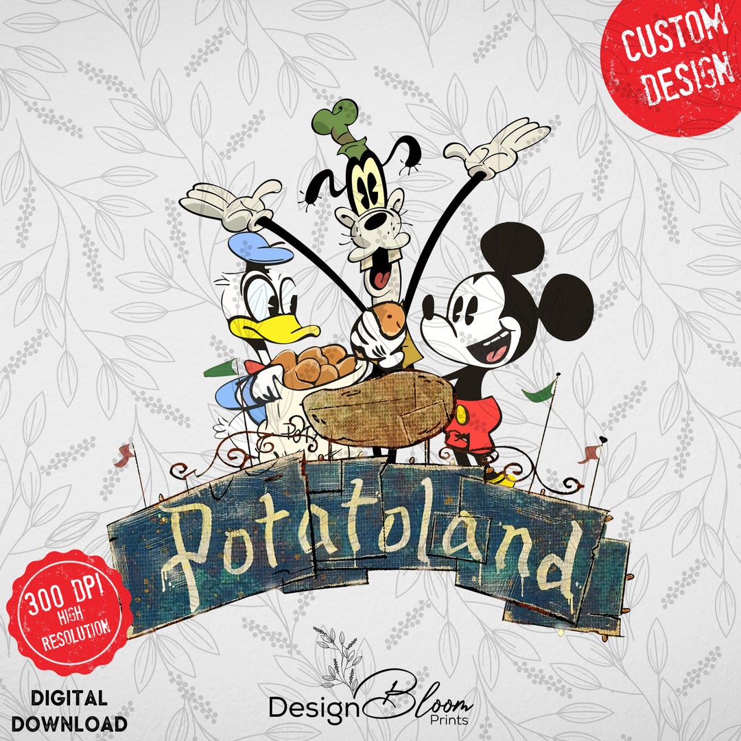 Retro Mickey and Friends Potatoland PNG: Disneyland Family Trip ...