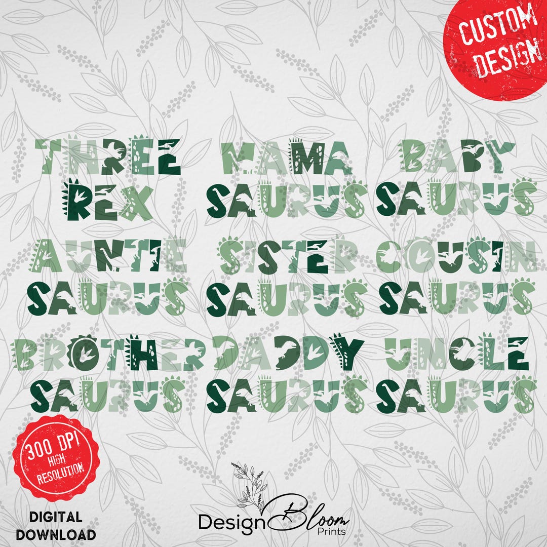 Mamasaurus Dadasaurus PNG SVG Bundle: Dinosaur Family Birthday (digital ...