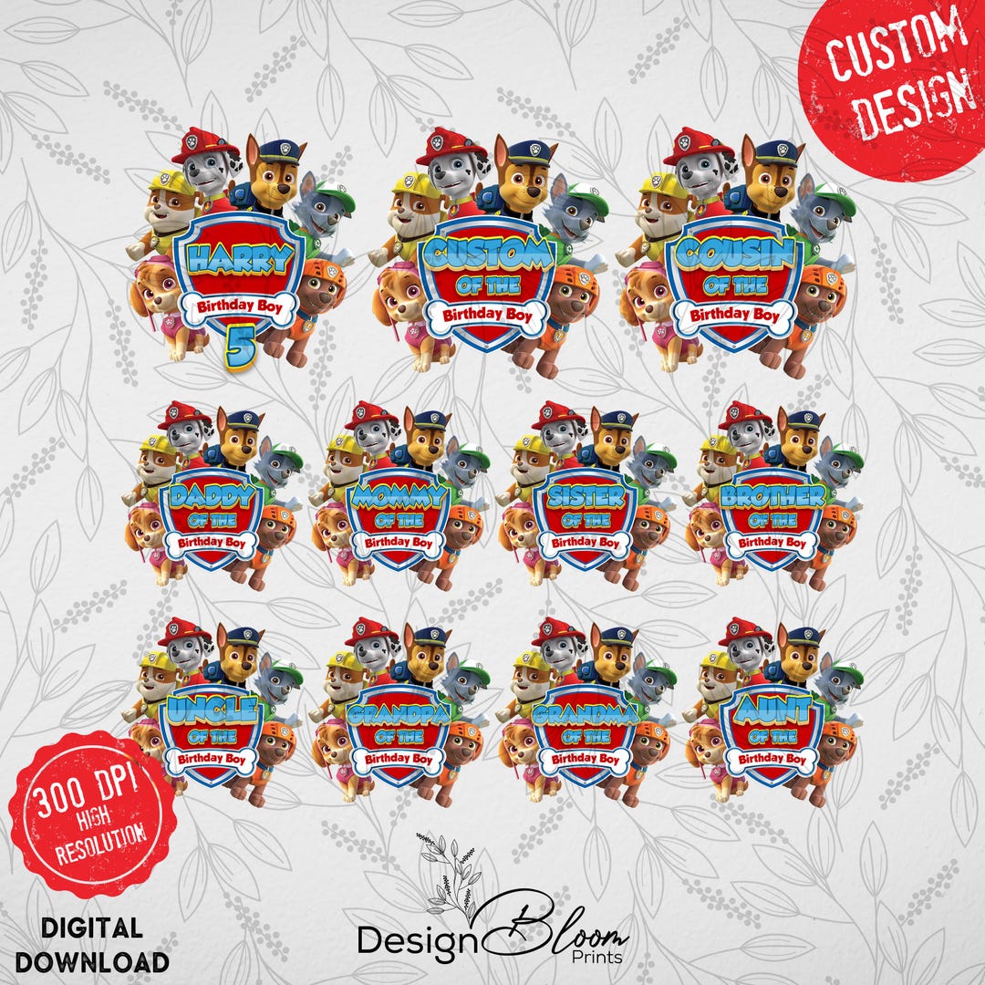 Personalized Dog Birthday PNG Bundle: Custom Family Matching 1095 ...