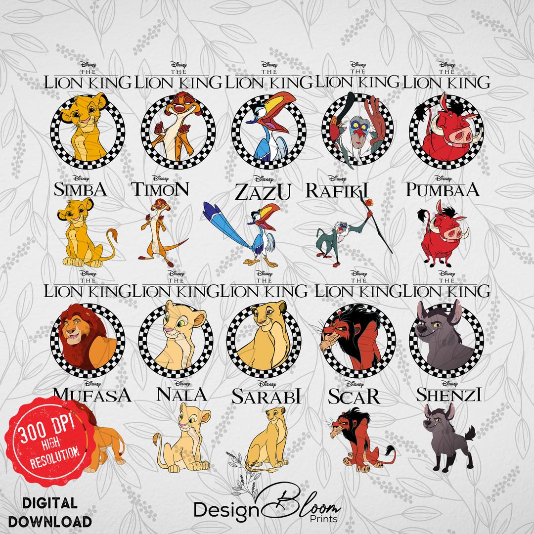 Lion King Front Back PNG Bundle: Simba, Nala, Timon & Pumbaa (digital ...
