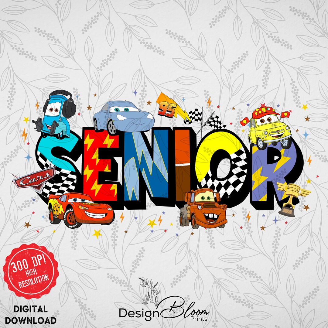 Senior Grad Cars PNG: Lightning Mcqueen, Tow Mater (digital Download ...