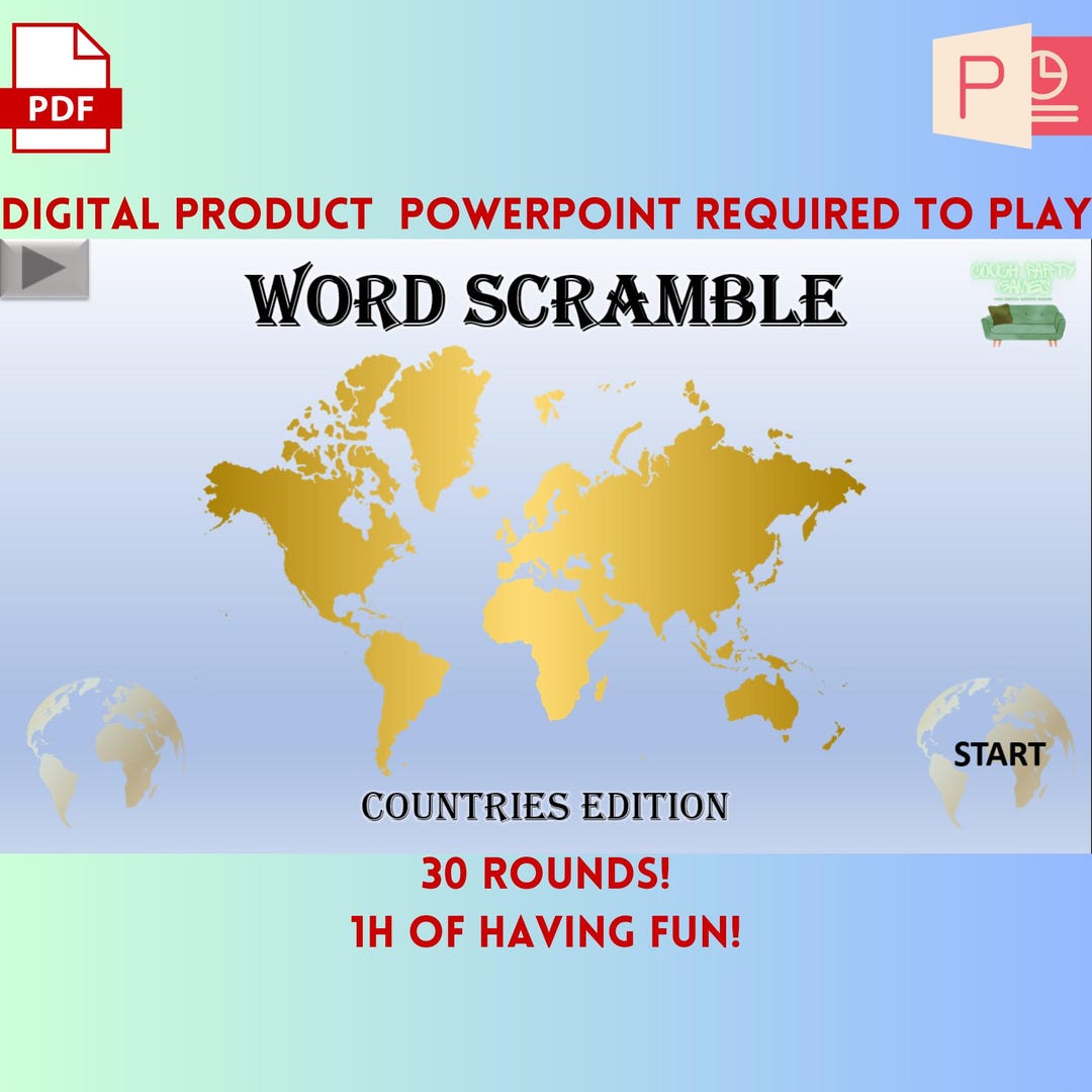COUNTRIES WORD SCRAMBLE Game | 30 Rounds | Mixed-up Words | Word Jumble ...