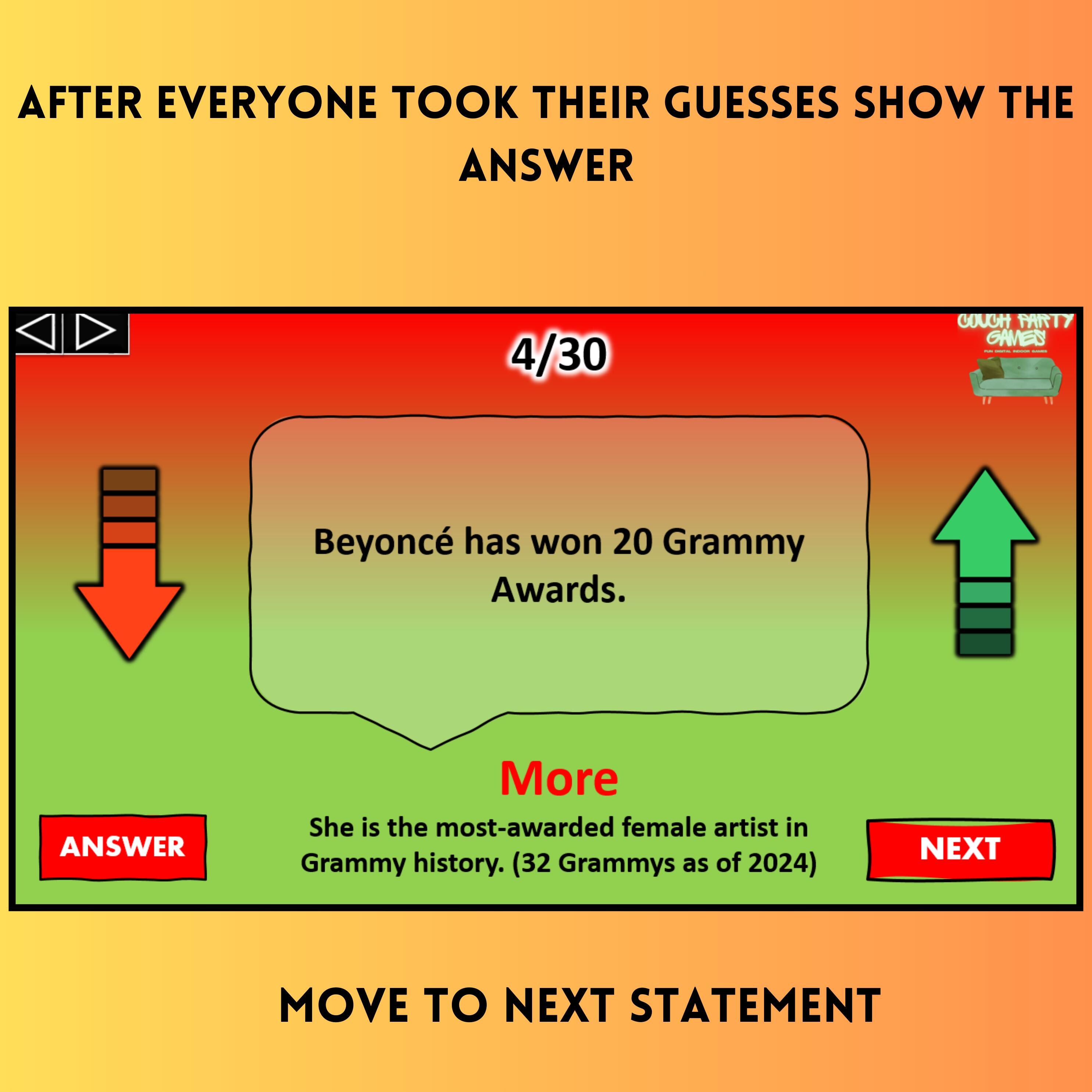 MORE or LESS Game| 6 Rounds - 30 Statements | Digital Party Game ...