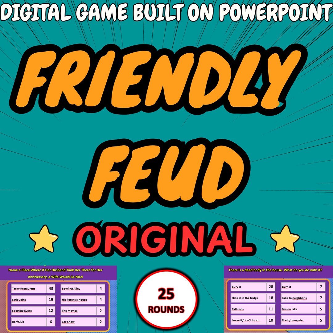 Friendly Feud Powerpoint Game – 25 Rounds– Original Editable Trivia ...
