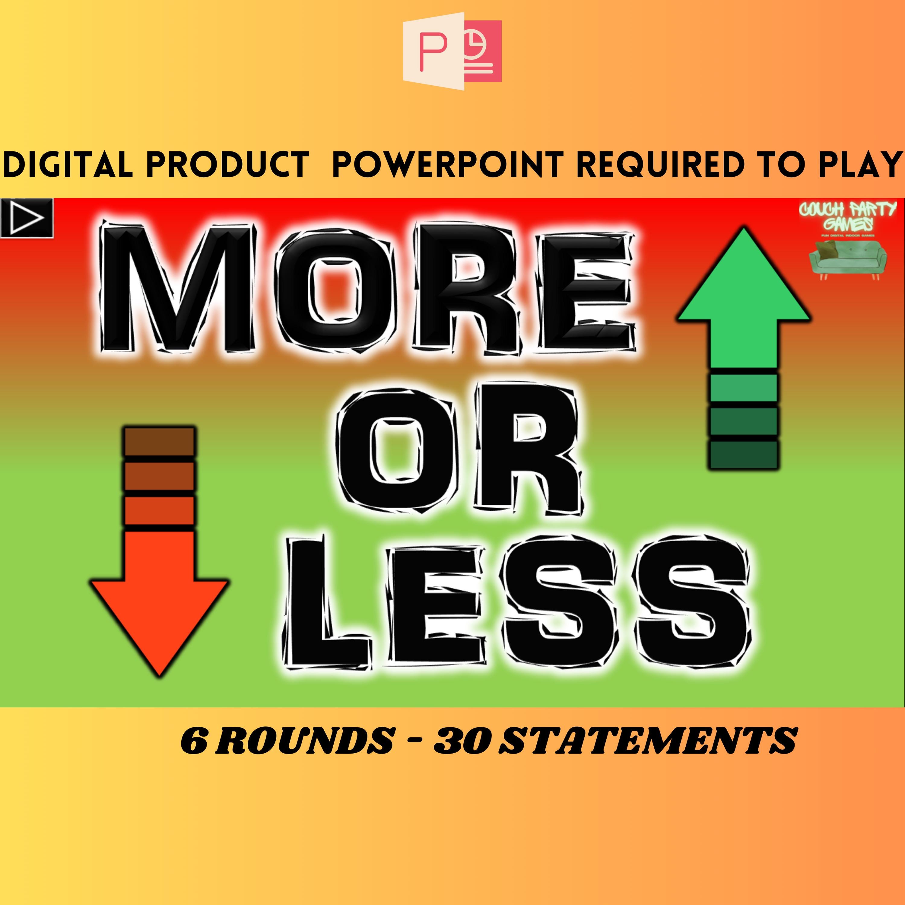 MORE or LESS Game| 6 Rounds - 30 Statements | Digital Party Game ...