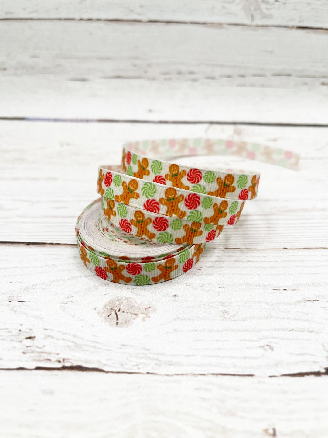 3/8 Inch Ribbon, Gingerbread Ribbon, Christmas Ribbon, Holiday Ribbon ...