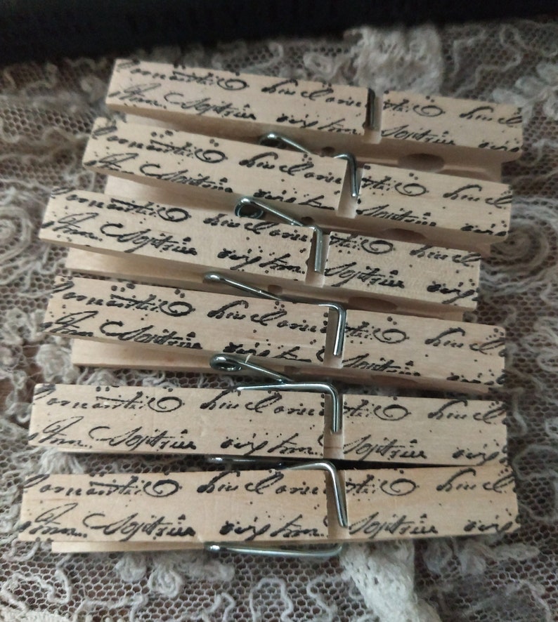 French Market French Script Clothes Pins Lot of 6 - Etsy
