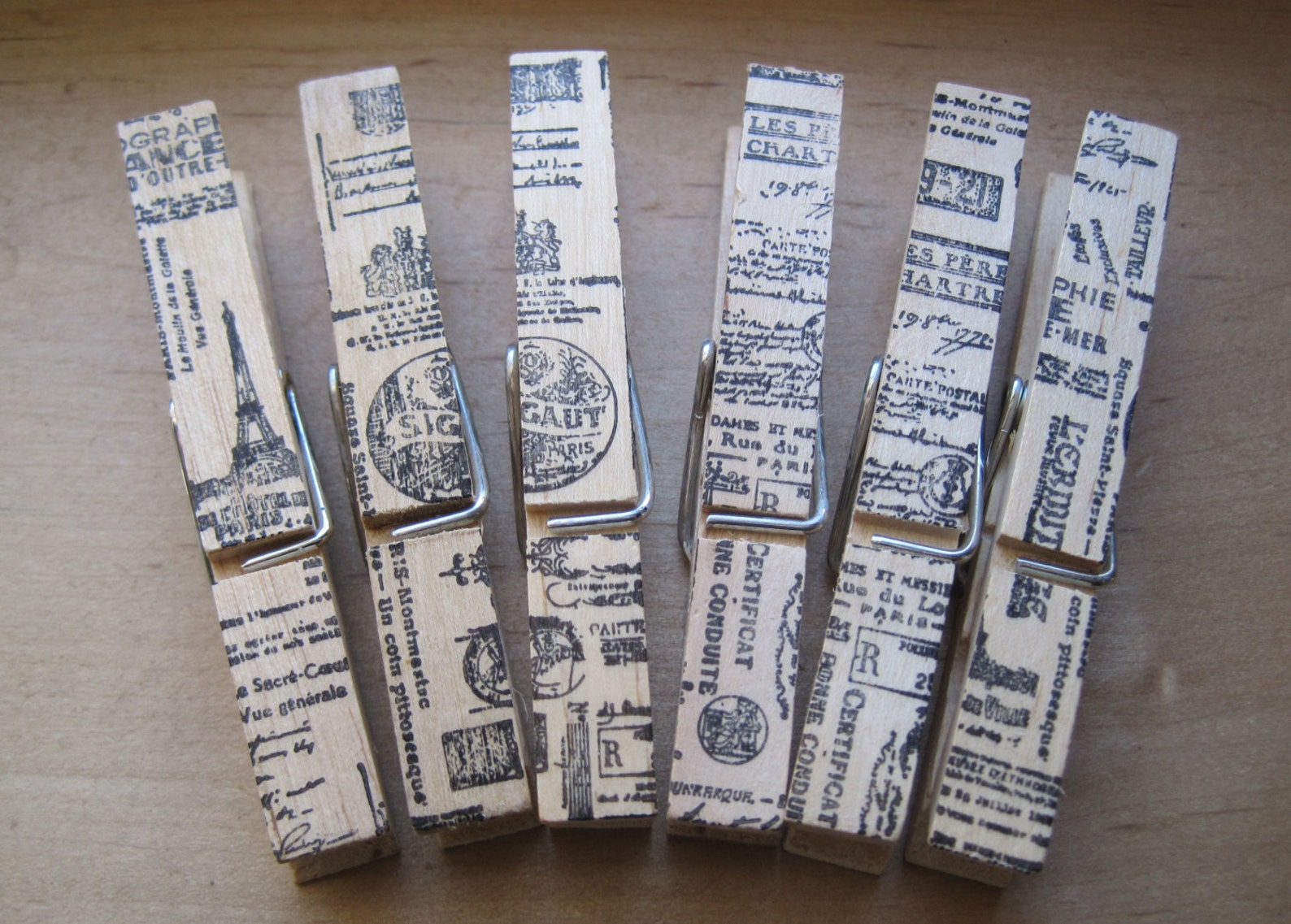 Assorted french market clothes pins lot of 6 | Etsy