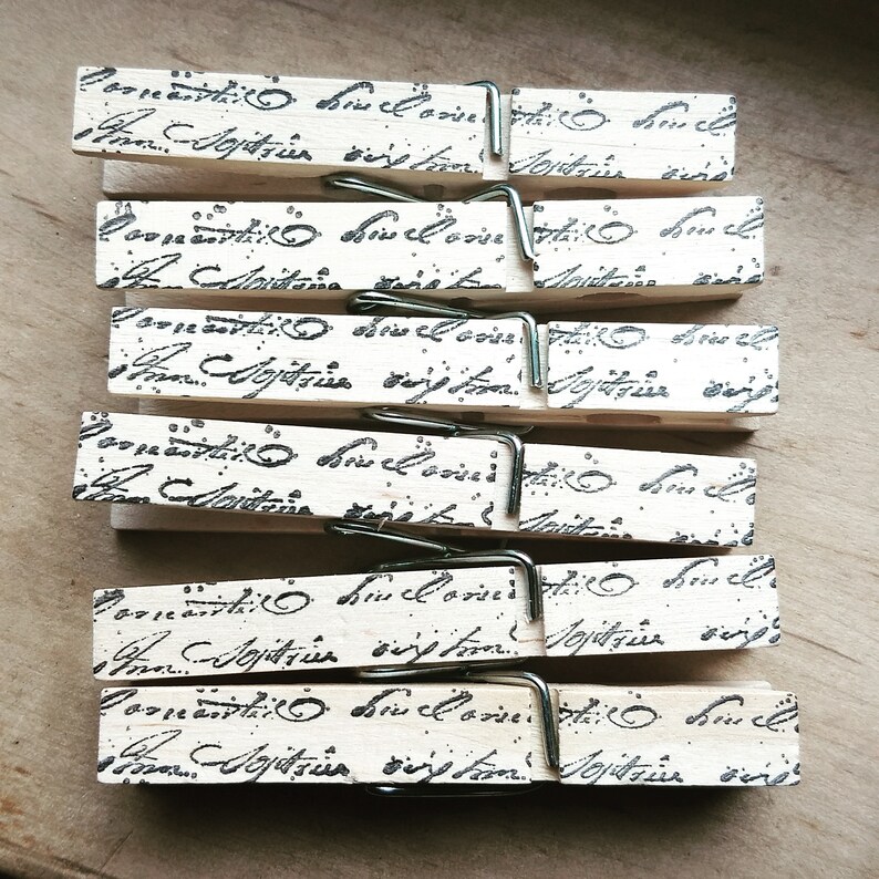 French Market French Script Clothes Pins Lot of 6 - Etsy
