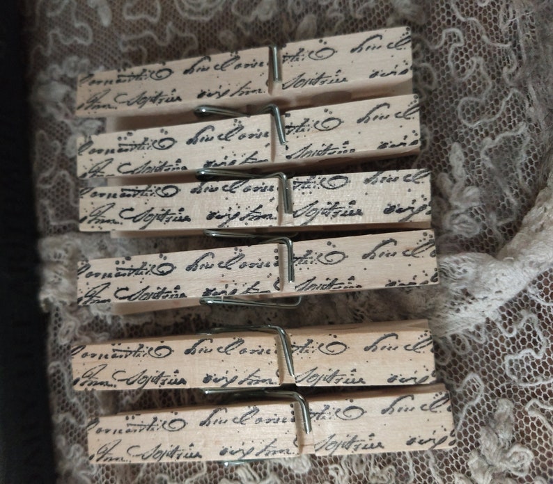 French Market French Script Clothes Pins Lot of 6 - Etsy