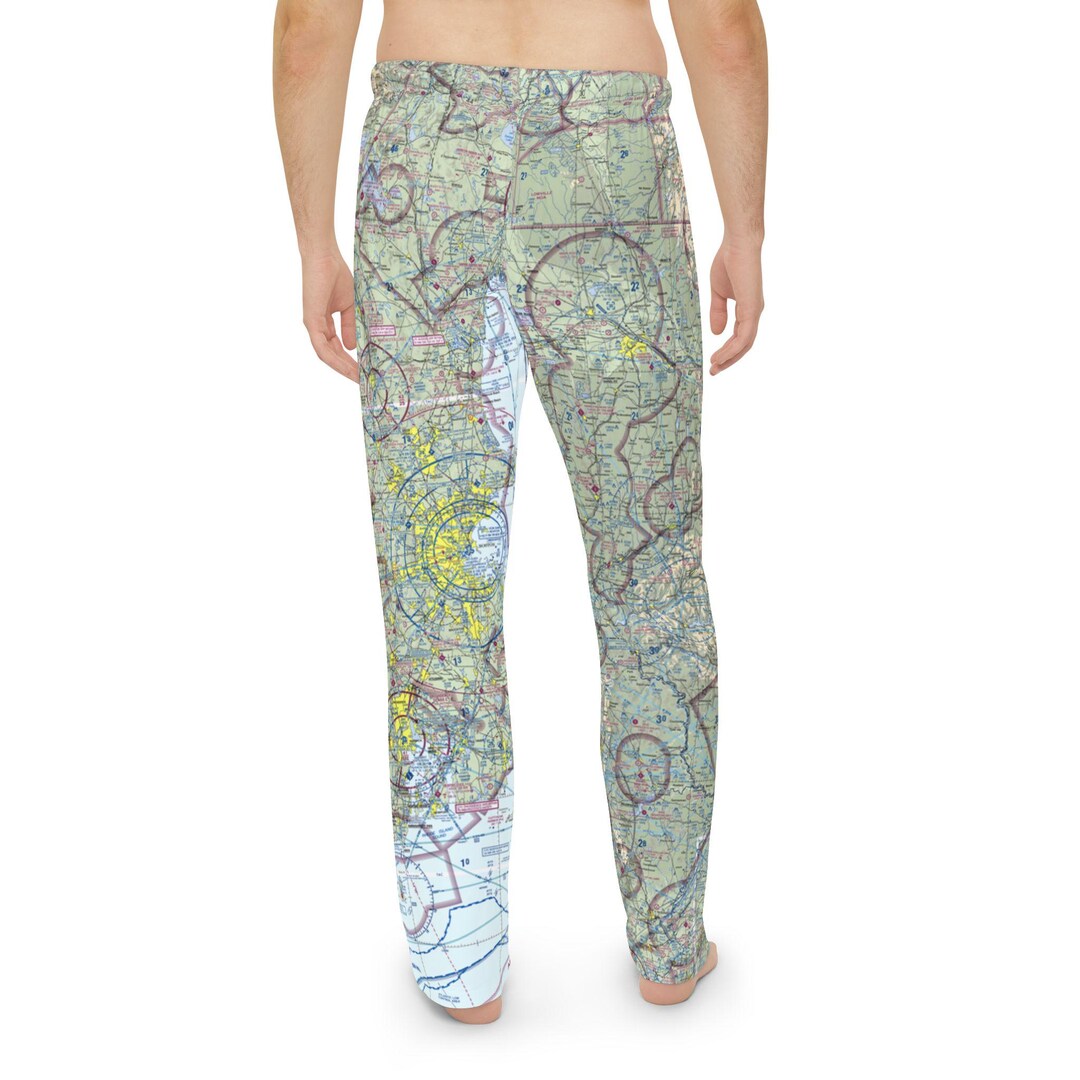Mens Aviation Pajama Pants With Sectional Chart Design - Pilot Gift - Etsy