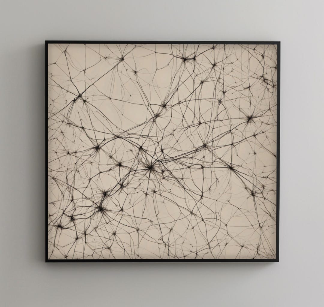 Neural Network Wall Art - Abstract AI Brain Line Art - Modern Science ...