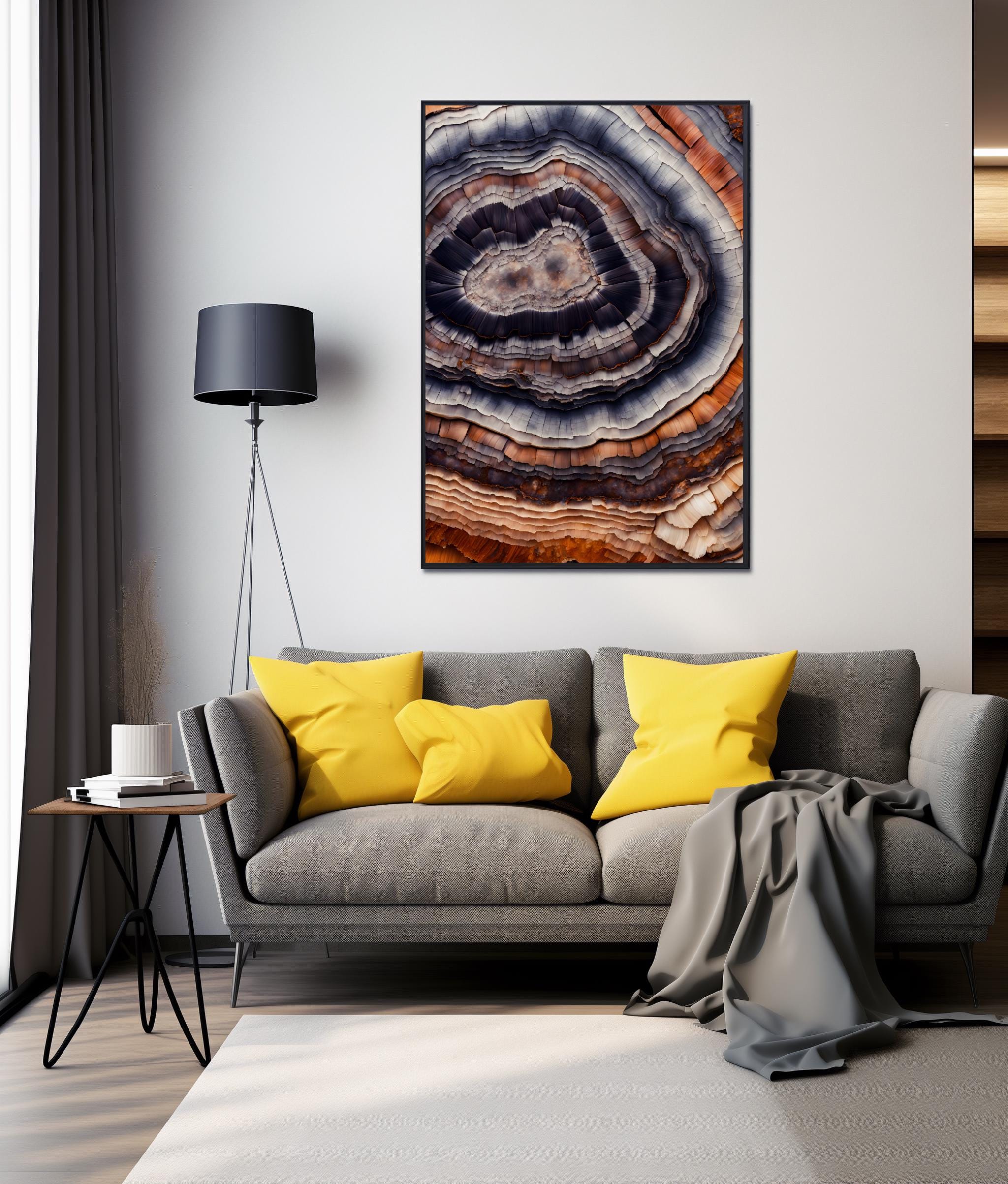 Canvas Art Petrified Tree Rings Wall Decor, Geological Fossil Print for ...