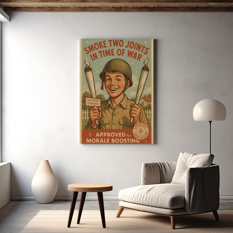 1950s Cold War Propaganda Canvas Wall Art - Retro Satirical Poster ...