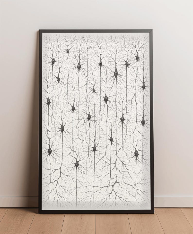 Neural Network Wall Art - Vintage Neuron Cell Print - Science Art for ...