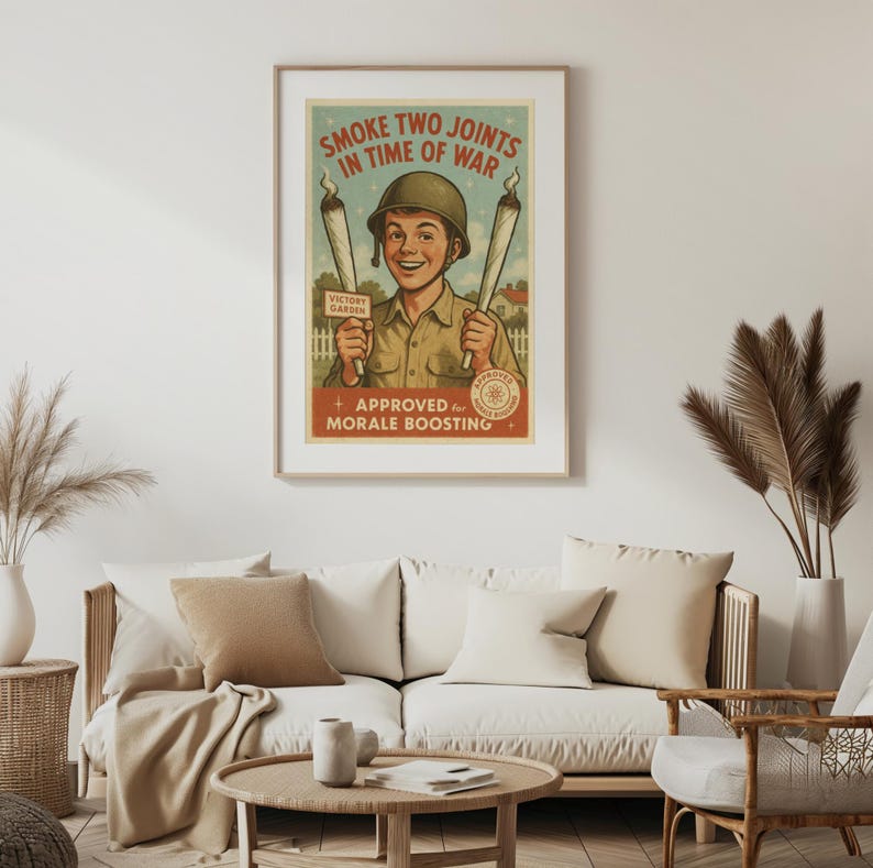 1950s Cold War Propaganda Canvas Wall Art - Retro Satirical Poster ...