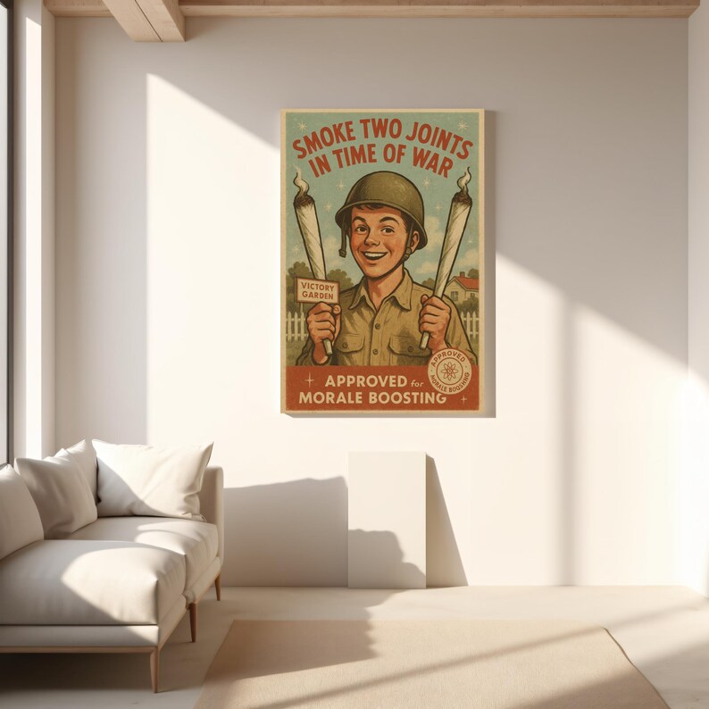 1950s Cold War Propaganda Canvas Wall Art - Retro Satirical Poster ...