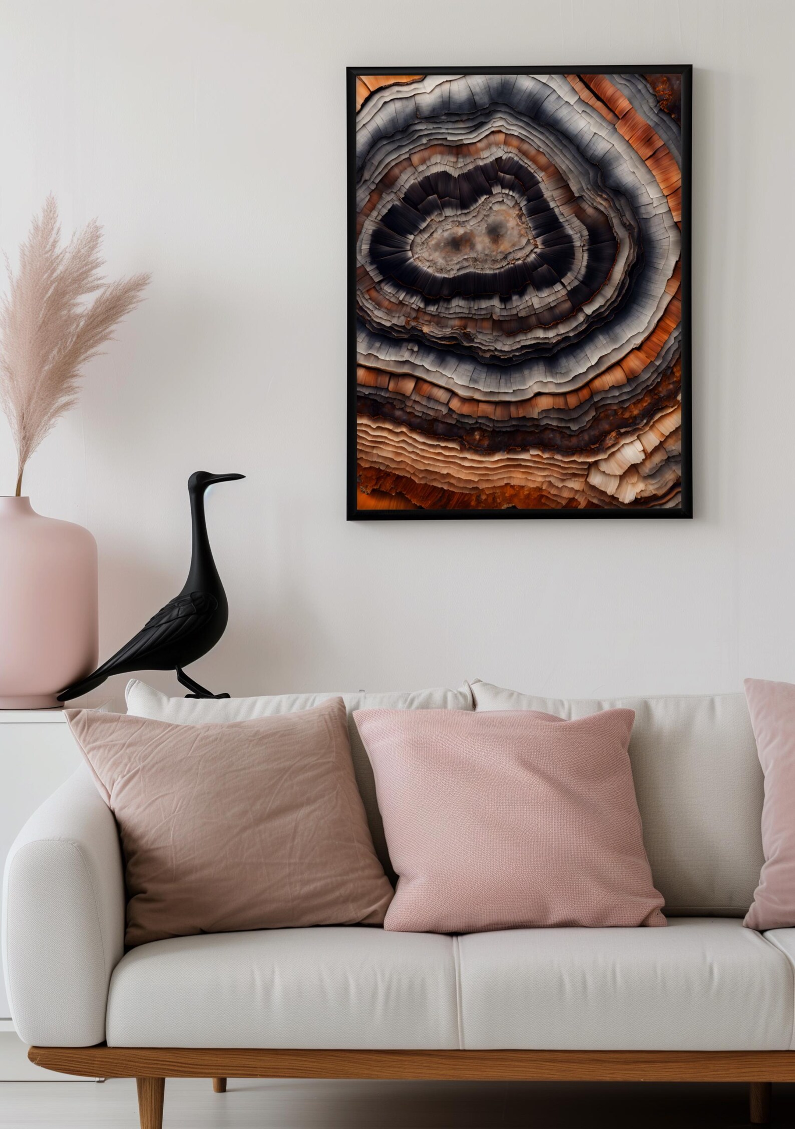 Canvas Art Petrified Tree Rings Wall Decor, Geological Fossil Print for ...