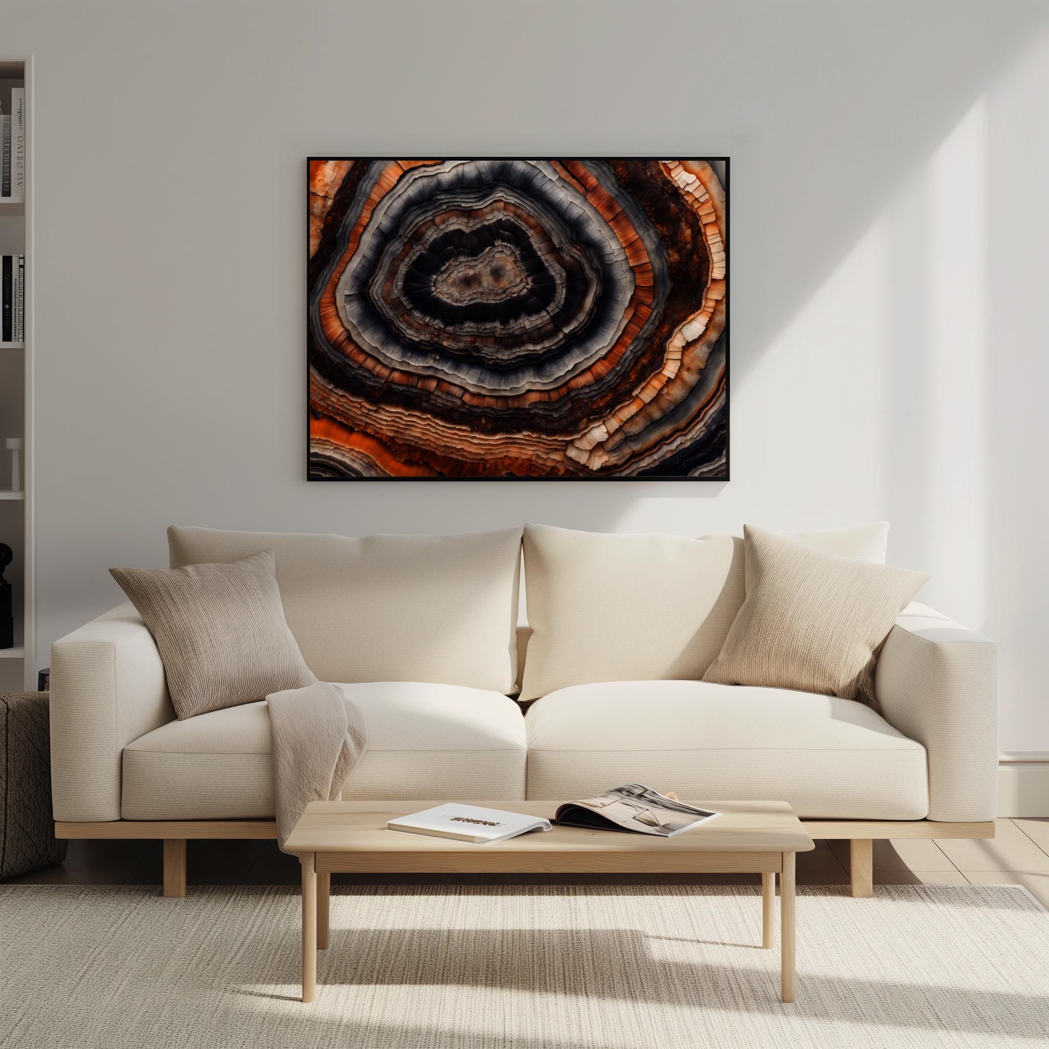 Canvas Art Petrified Tree Rings Wall Decor, Geological Fossil Print for ...