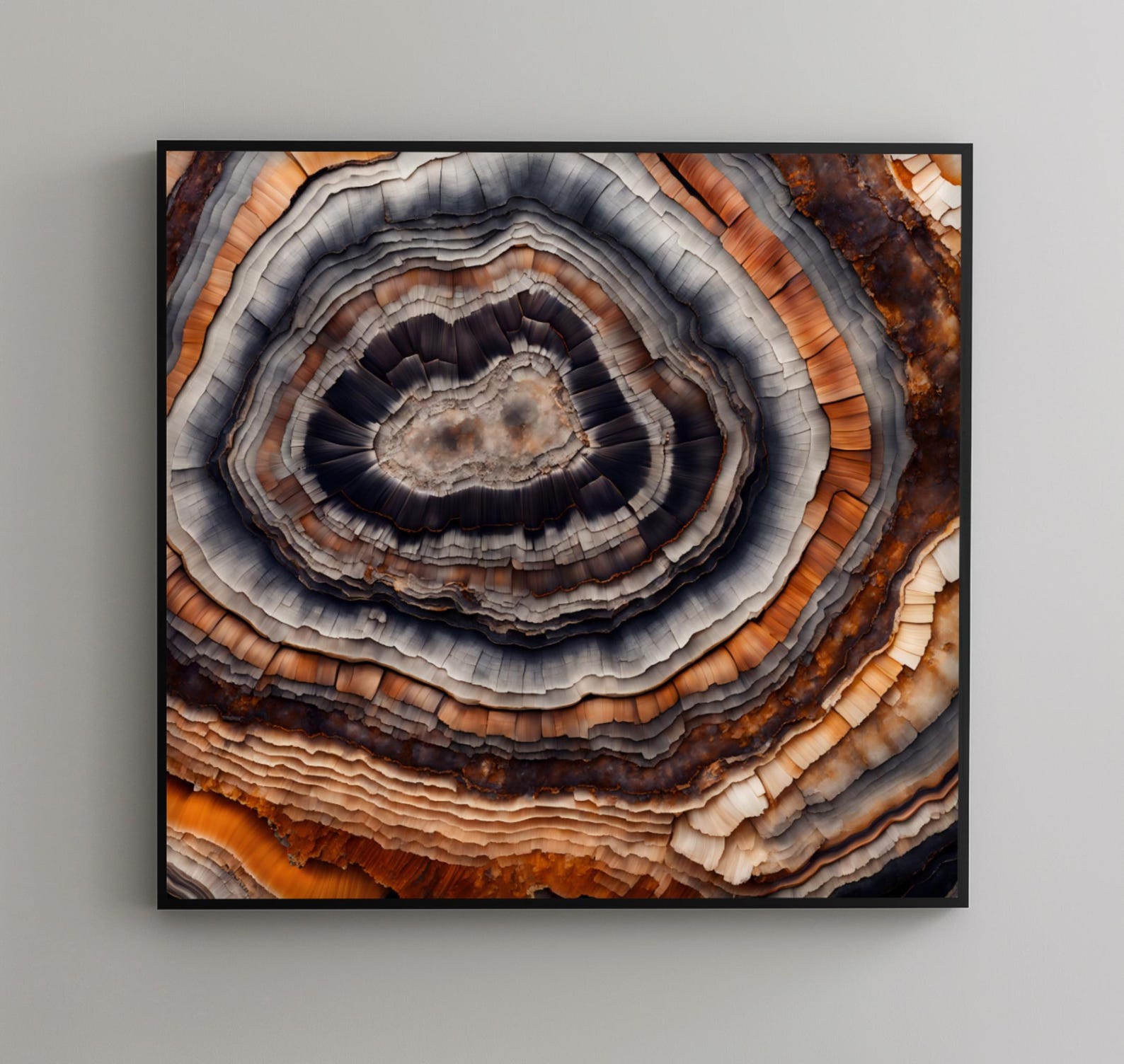 Canvas Art Petrified Tree Rings Wall Decor, Geological Fossil Print for ...