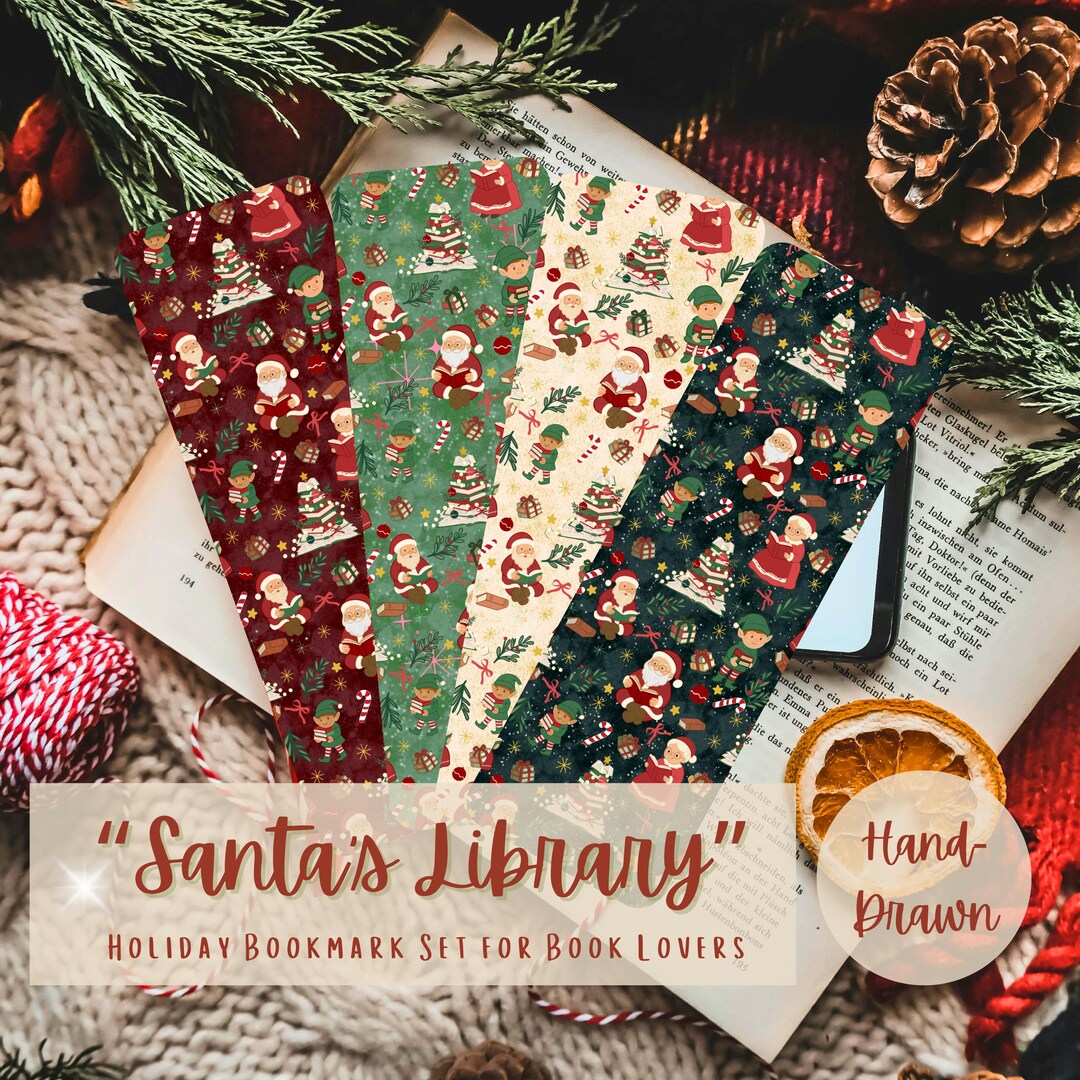 Cozy Holiday Bookmarks Set of 6, Christmas Book Lover Gift, Whimsical ...
