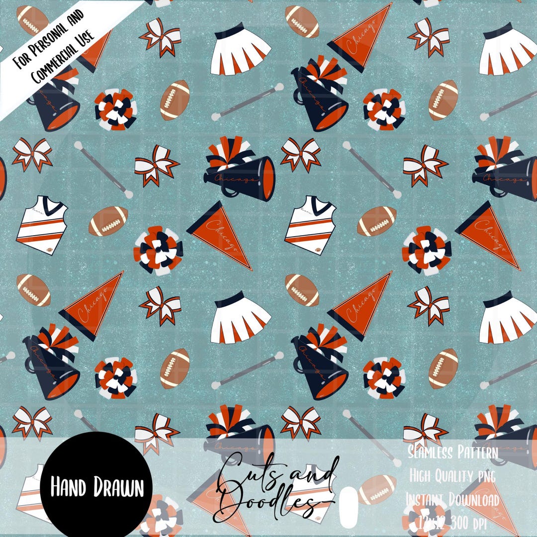 Cheerleading Seamless Pattern: Game Day Digital Paper (PNG Download ...