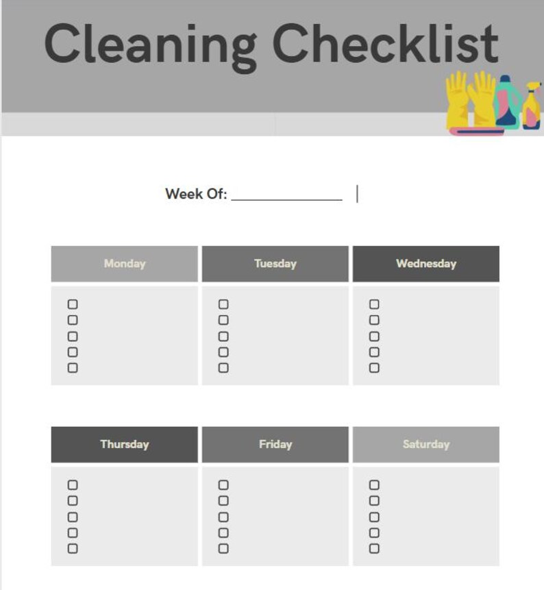 Cleaning Check List - Etsy