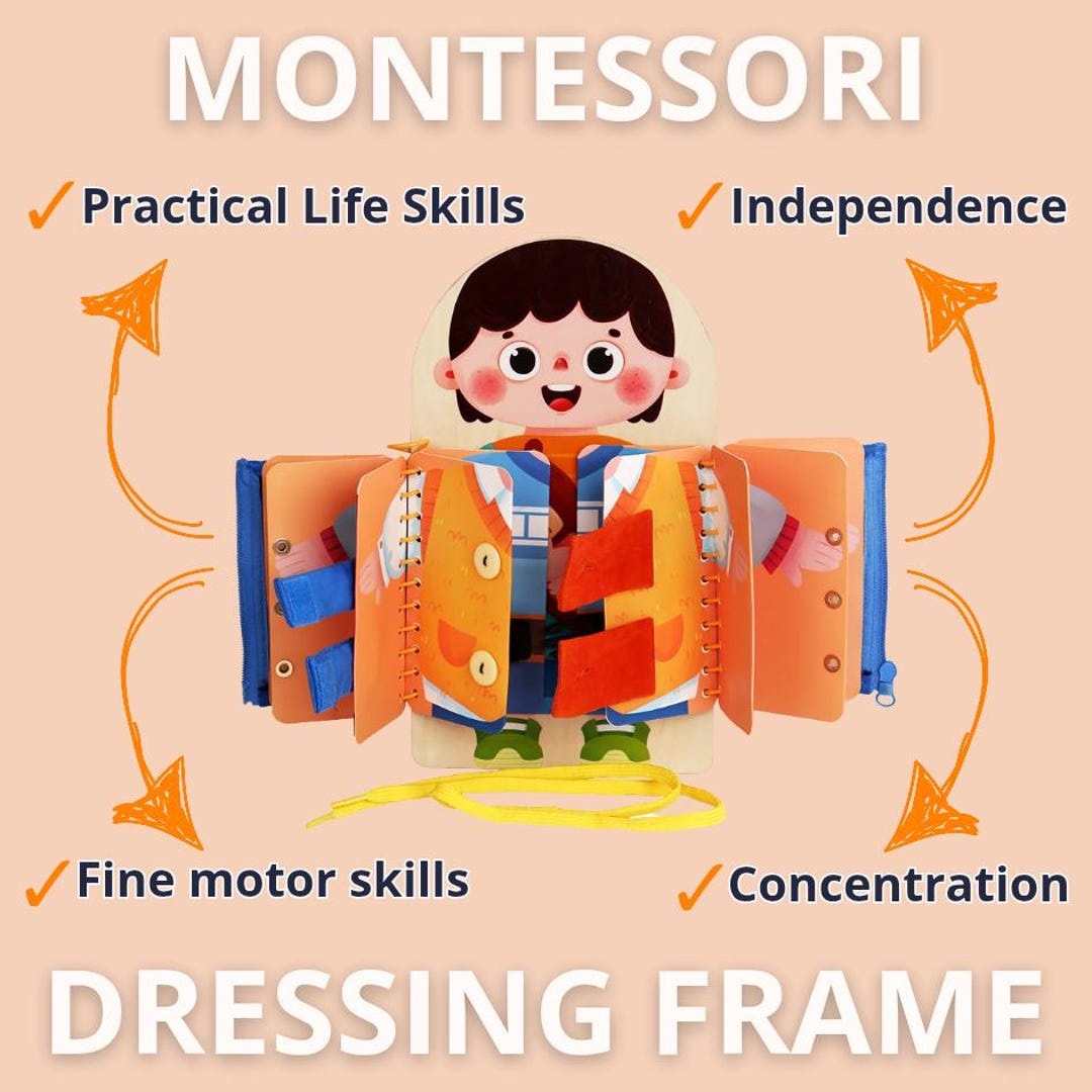 Dressing Frame Toddler Montessori - Learn How to Dress | Busy Board ...
