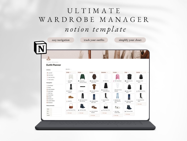 Notion Template Wardrobe Manager - Etsy