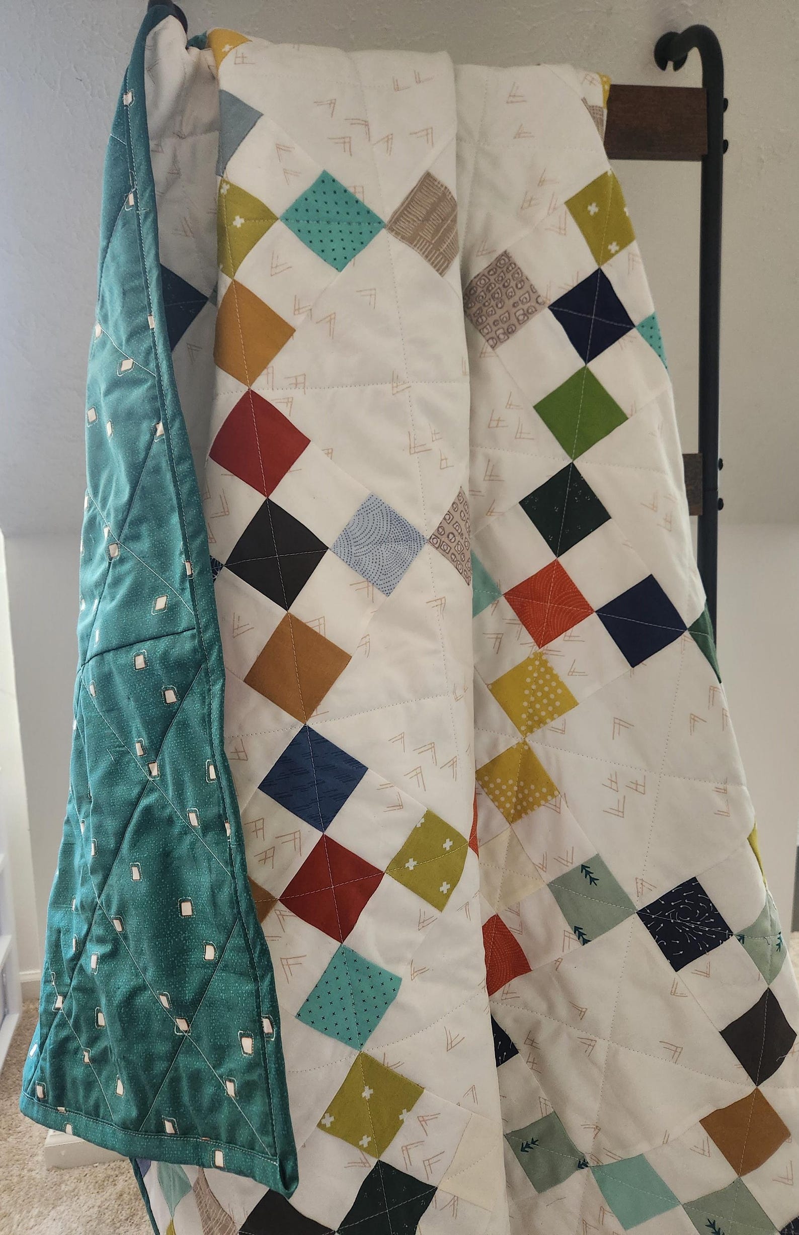 Fall Throw Quilt | Irish Chain Design in Autumn Colors | Measures 51" X ...