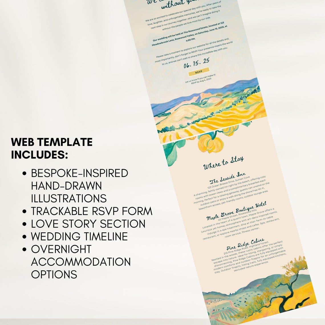 Romantic Hand-painted Wedding Website Template: Canva Design - Etsy