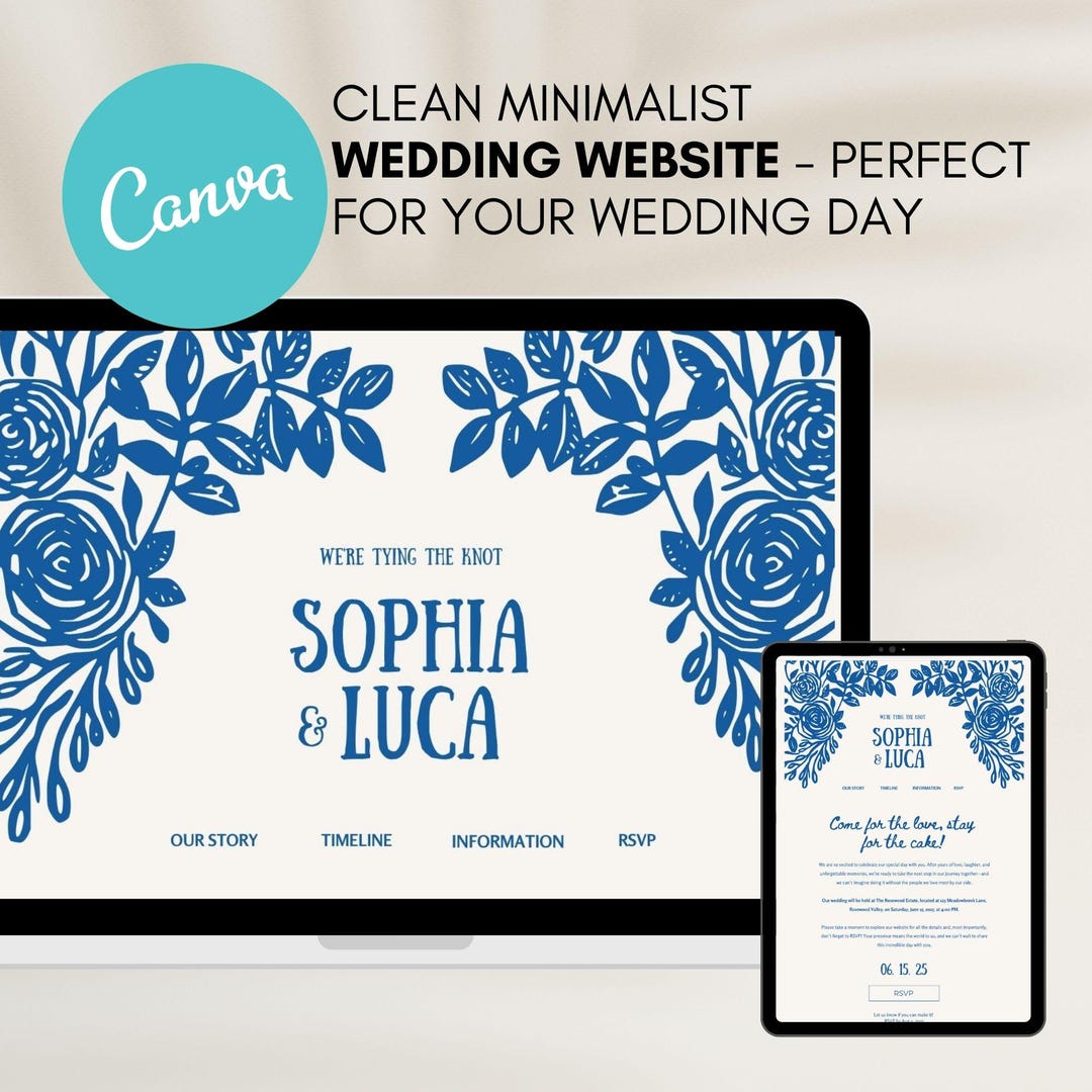Romantic Wedding Website Template: Hand-drawn Floral Design (canva ...