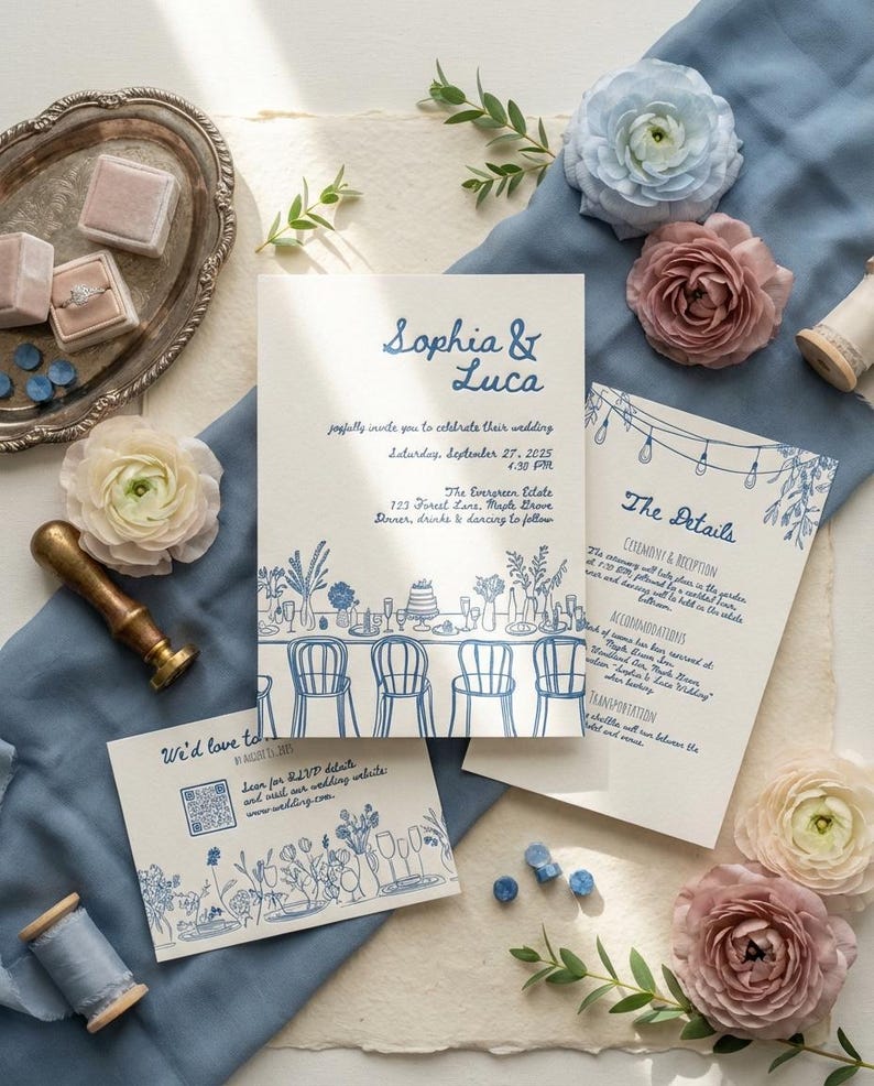 Wedding Bundle Canva Hand-drawn Templates - Full Wedding Suite ...