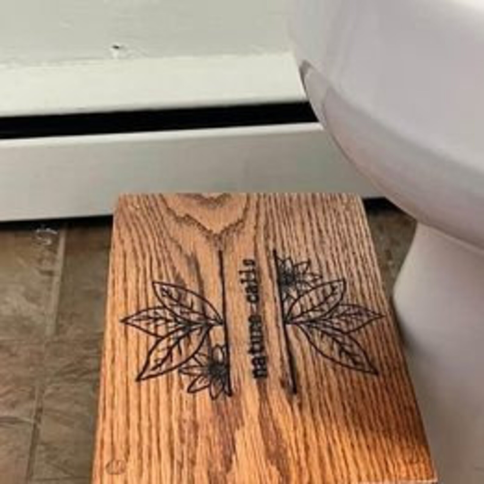 Toilet Stool, Squatty Potty, Solid Oak, Custom Woodburned, Nature Calls ...