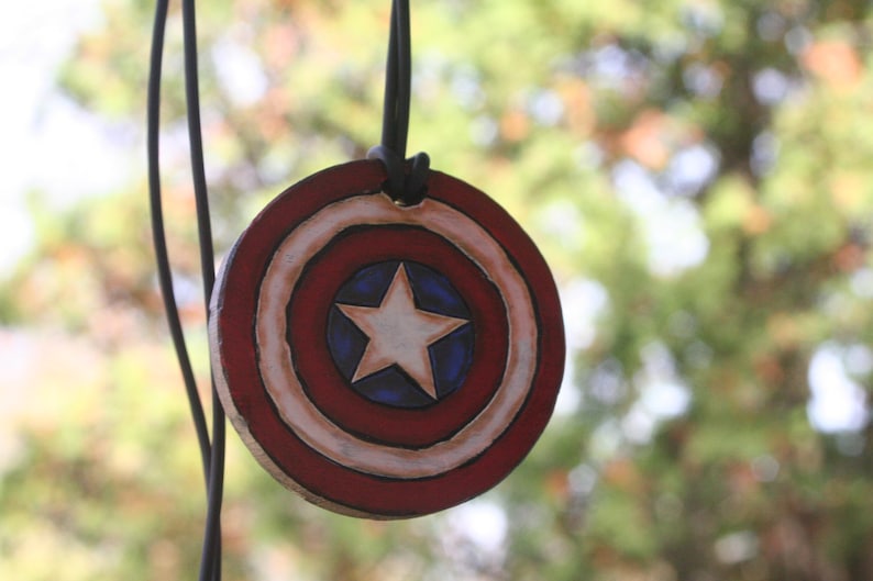Captain America Necklace, Wood, Jewelry Tube Necklace, One - Etsy