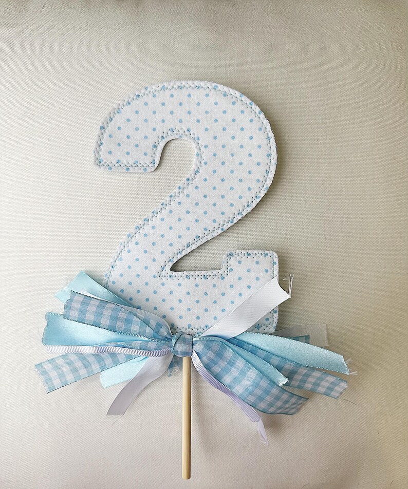 Custom Number Birthday Cake Topper With Ribbon | Embroidery Fabric ...