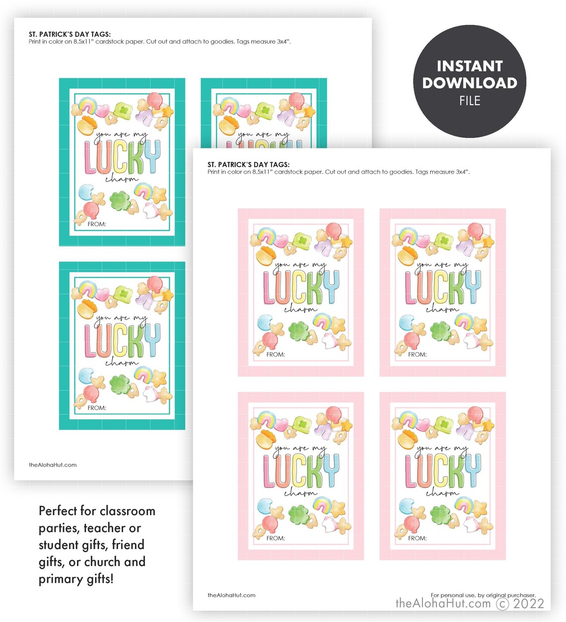 St. Patrick's Day Gift Tag - You Are My Lucky Charm Friend Teacher ...